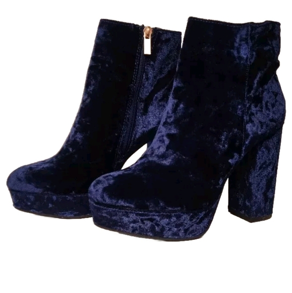 BAMBOO | Shoes | Bamboo Connection Blue Velvet Platform Boots | Poshmark